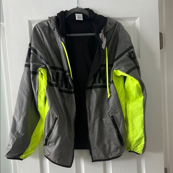 PINK Victoria's Secret | Jackets & Coats | Gray Jacket With Neon Yellow ...